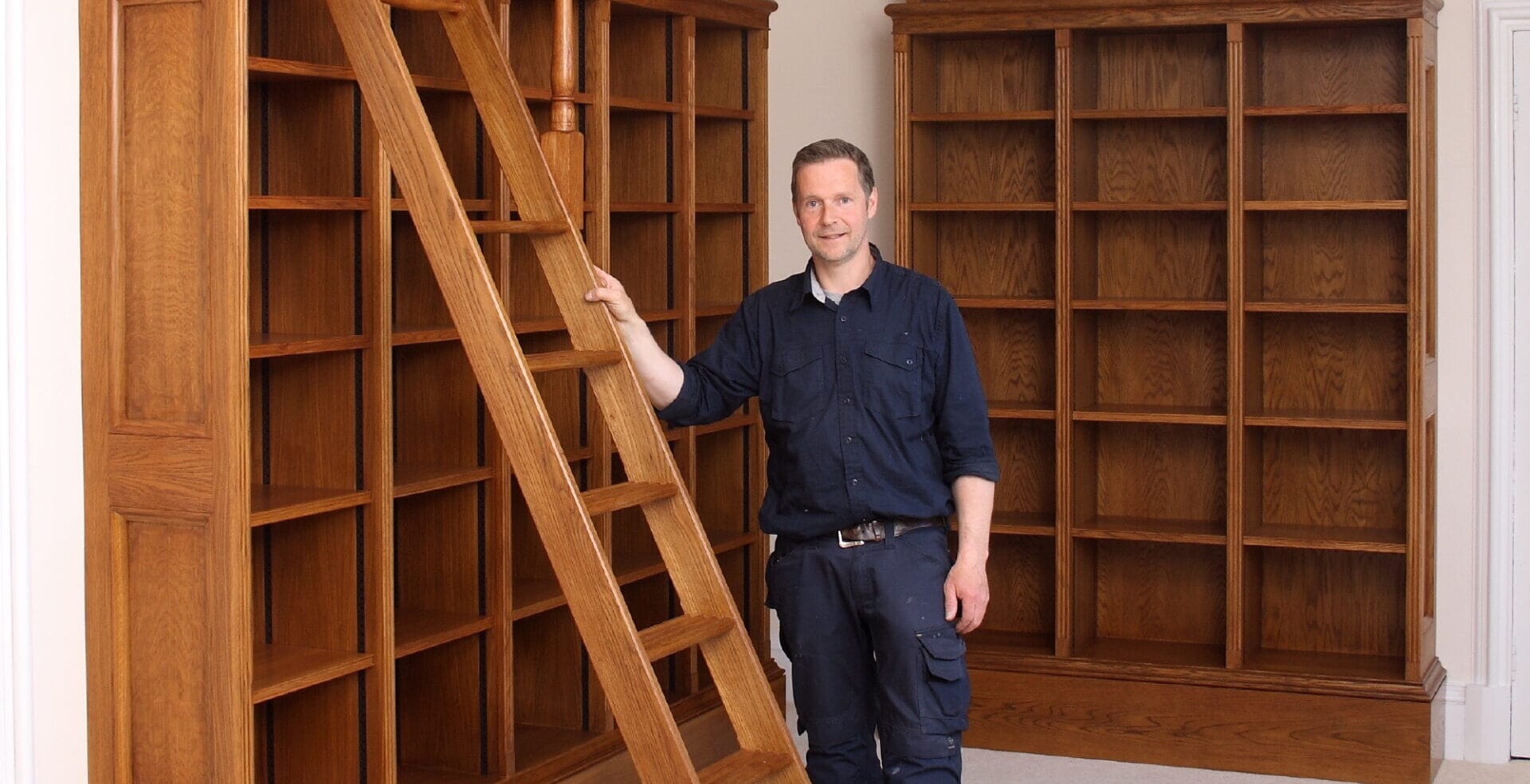 Two Tier Library made and installed by Dougal Black Carpentry